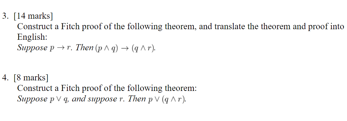 Solved 3. [14 marks] Construct a Fitch proof of the | Chegg.com