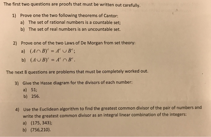 Solved The first two questions are proofs that must be | Chegg.com