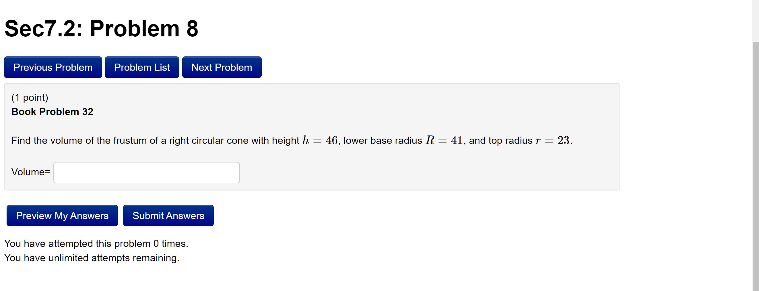 Solved Sec7.2: Problem 8 Previous Problem Problem List Next | Chegg.com Solved Sec7.2: Problem 8 Previous Problem Problem List Next | Chegg.com