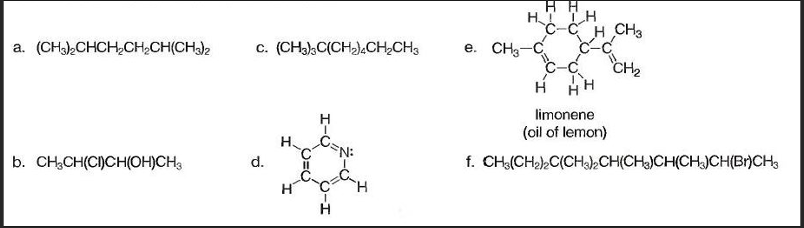 Solved a. (CH3)2CHCH2CH2CH(CH3)2 c. (CH3)3C(CH2)4CH2CH3 o. | Chegg.com