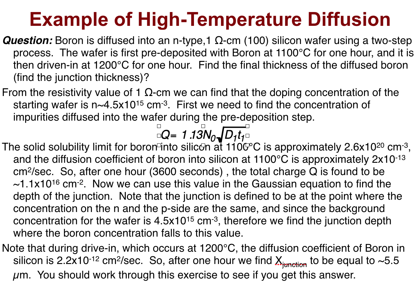 Example of High-Temperature Diffusion Question: Boron | Chegg.com