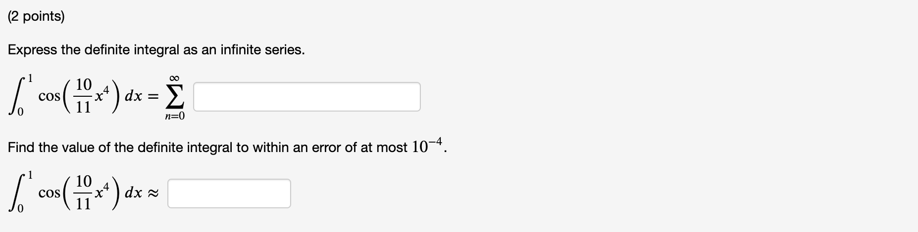 Solved (2 points) Express the definite integral as an | Chegg.com
