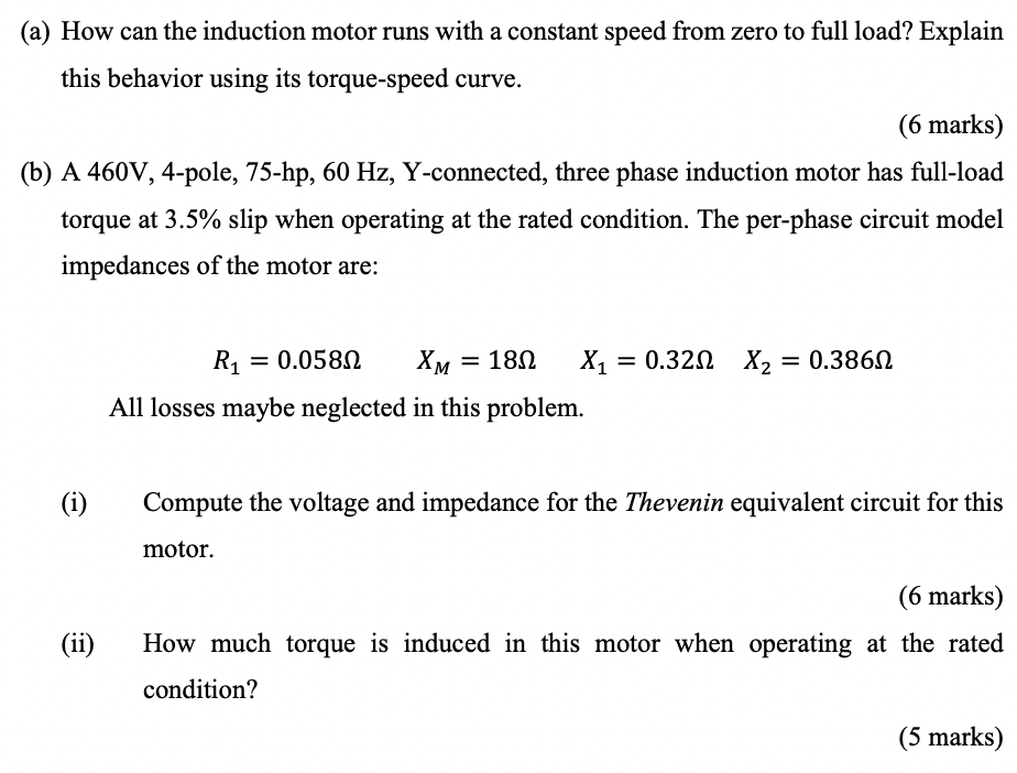 Solved (a) How can the induction motor runs with a constant | Chegg.com