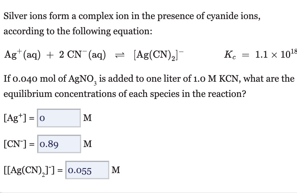 Solved Silver ions form a complex ion in the presence of | Chegg.com