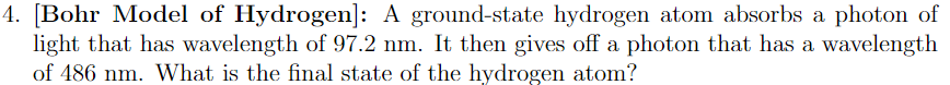 Solved 1 [bohr Model Of Hydrogen] A Ground State Hydrogen