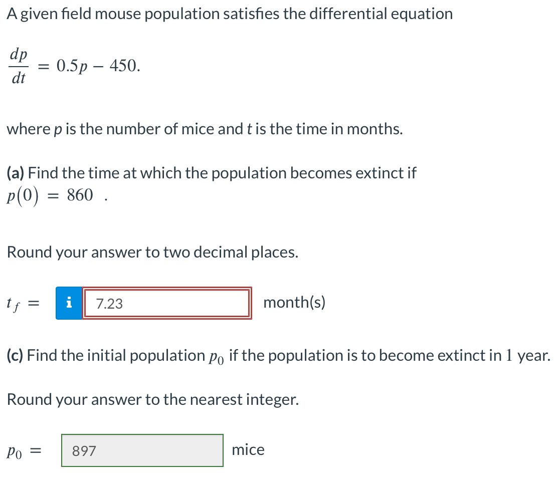 Solved A given field mouse population satisfies the | Chegg.com