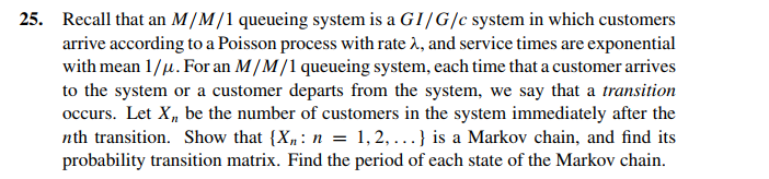 Solved ******Problem on M/M/1 Queueing System****** I | Chegg.com