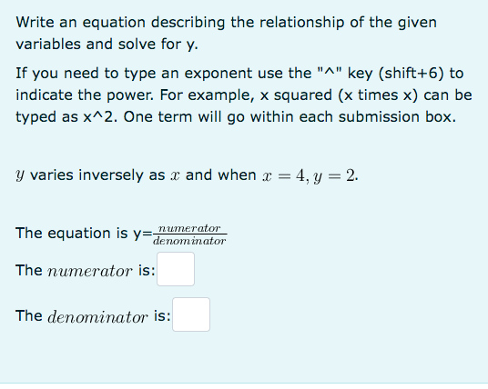 Solved Write an equation describing the relationship of the | Chegg.com