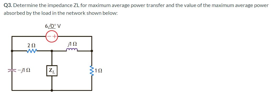Solved Q3. Determine the impedance ZL for maximum average | Chegg.com