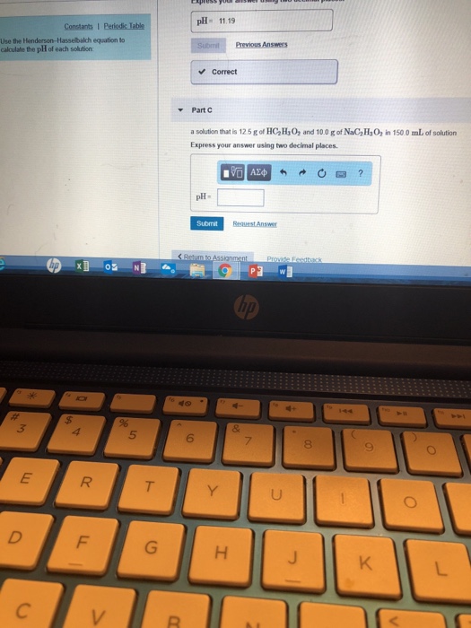 Solved pH= 1119 calculate the plH of each solution Correct | Chegg.com