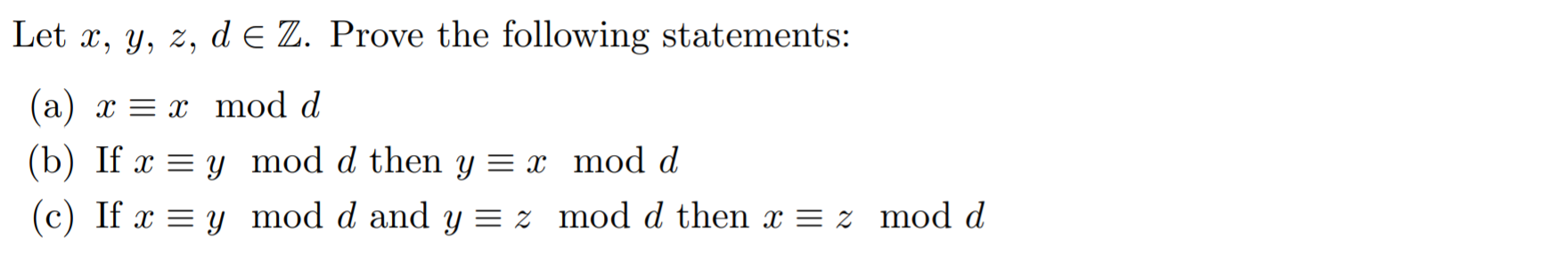 Solved Let x, y, z, de Z. Prove the following statements: | Chegg.com
