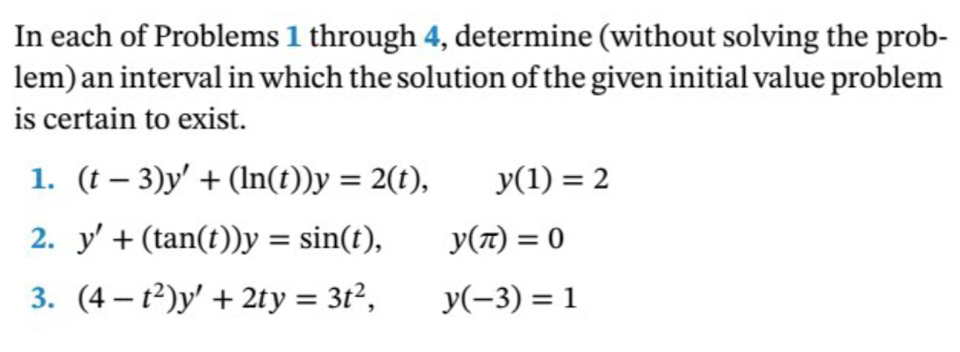 Solved In each of Problems 1 through 4, determine (without | Chegg.com