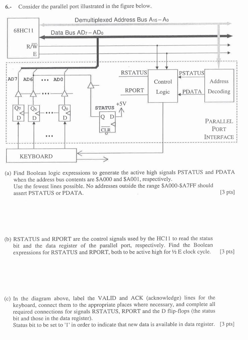 6.- Consider the parallel port illustrated in the | Chegg.com