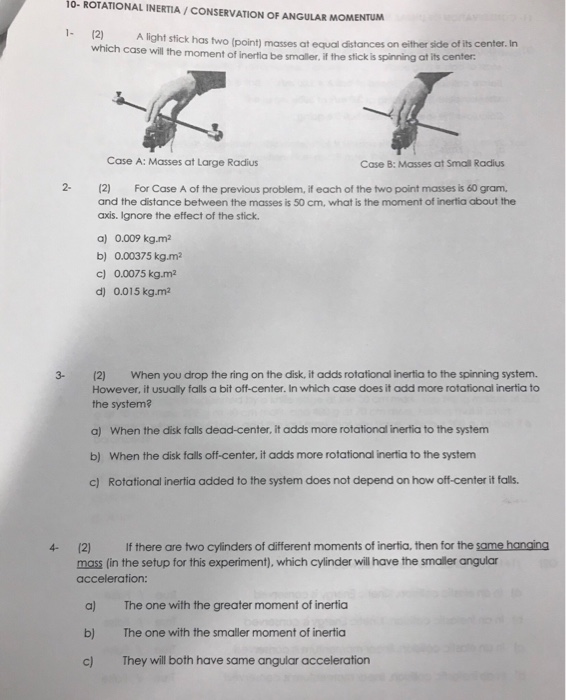 Solved 10 Rotational Inertia Conservation Of Angular