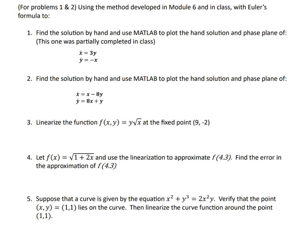 Solved (For problems 1 \& 2) Using the method developed in | Chegg.com