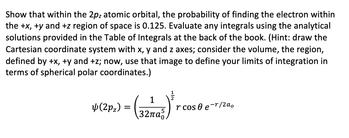 Show that within the 2pz atomic orbital, the | Chegg.com