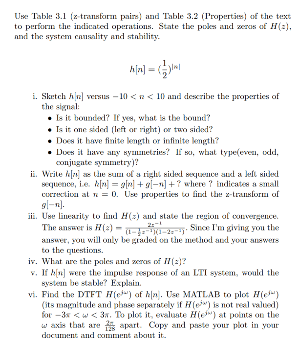 Solved Use Table 3.1 (z-transform pairs) and Table 3.2 | Chegg.com