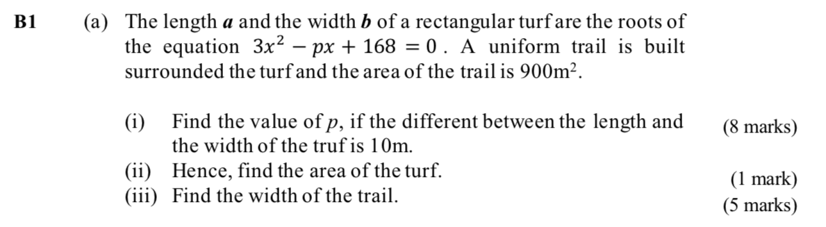 Solved B1 (a) The length a and the width b of a rectangular | Chegg.com