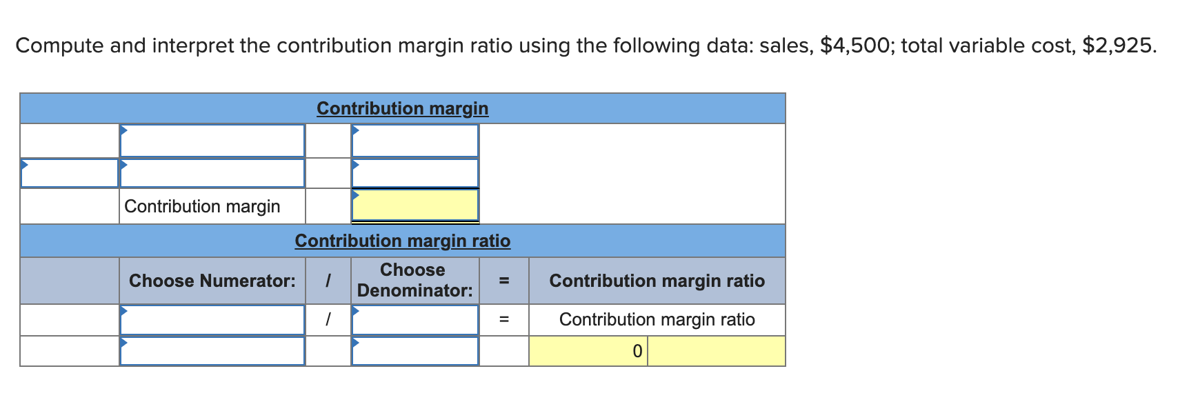 Solved Compute and interpret the contribution margin ratio | Chegg.com