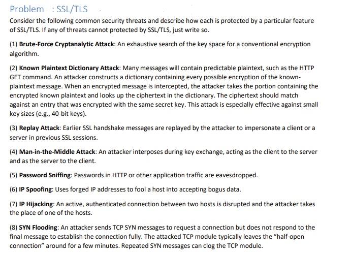 Solved Consider the following common security threats and | Chegg.com