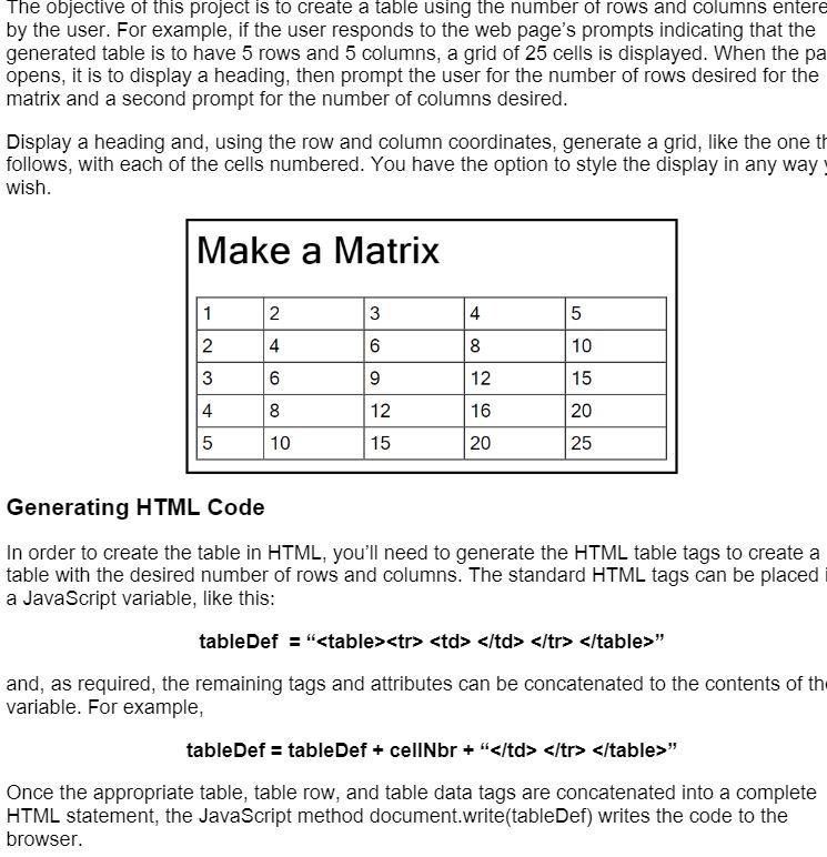 Solved How Is A Table That Accepts User Input Made When Chegg