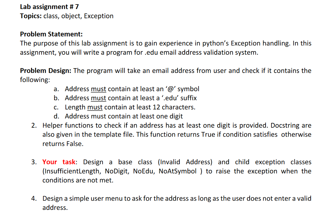 Solved Problem Design: The program will take an email | Chegg.com