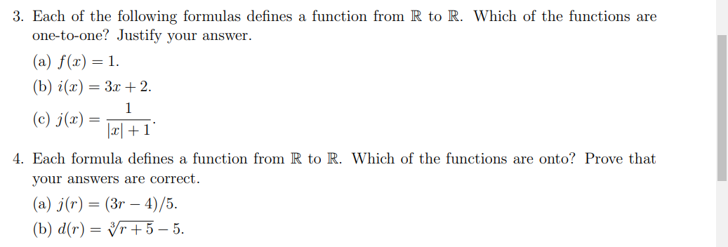 Solved 3. Each of the following formulas defines a function | Chegg.com
