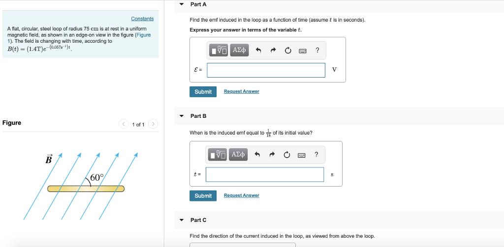 Solved Part A Find the emf induced in the loop as a function | Chegg.com