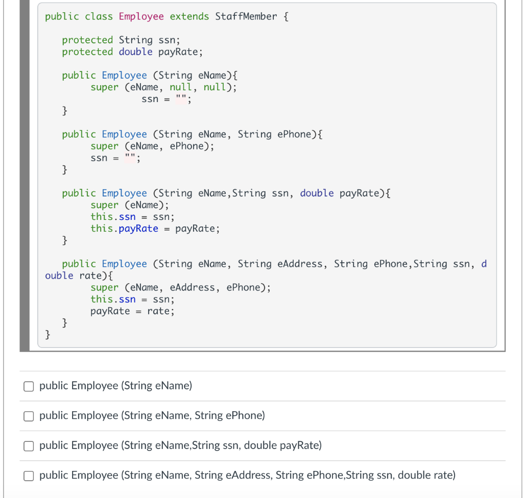 Solved Question 1 10 pts Given the following two classes, | Chegg.com