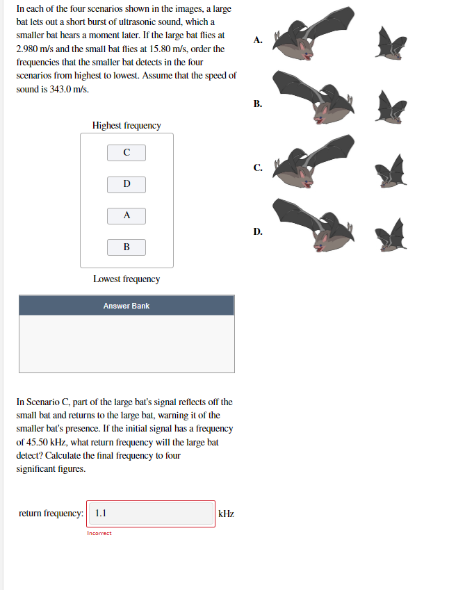 Solved In Scenario C, part of the large bat's signal | Chegg.com