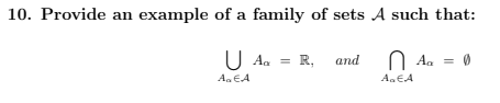 Solved 10. Provide an example of a family of sets A such | Chegg.com