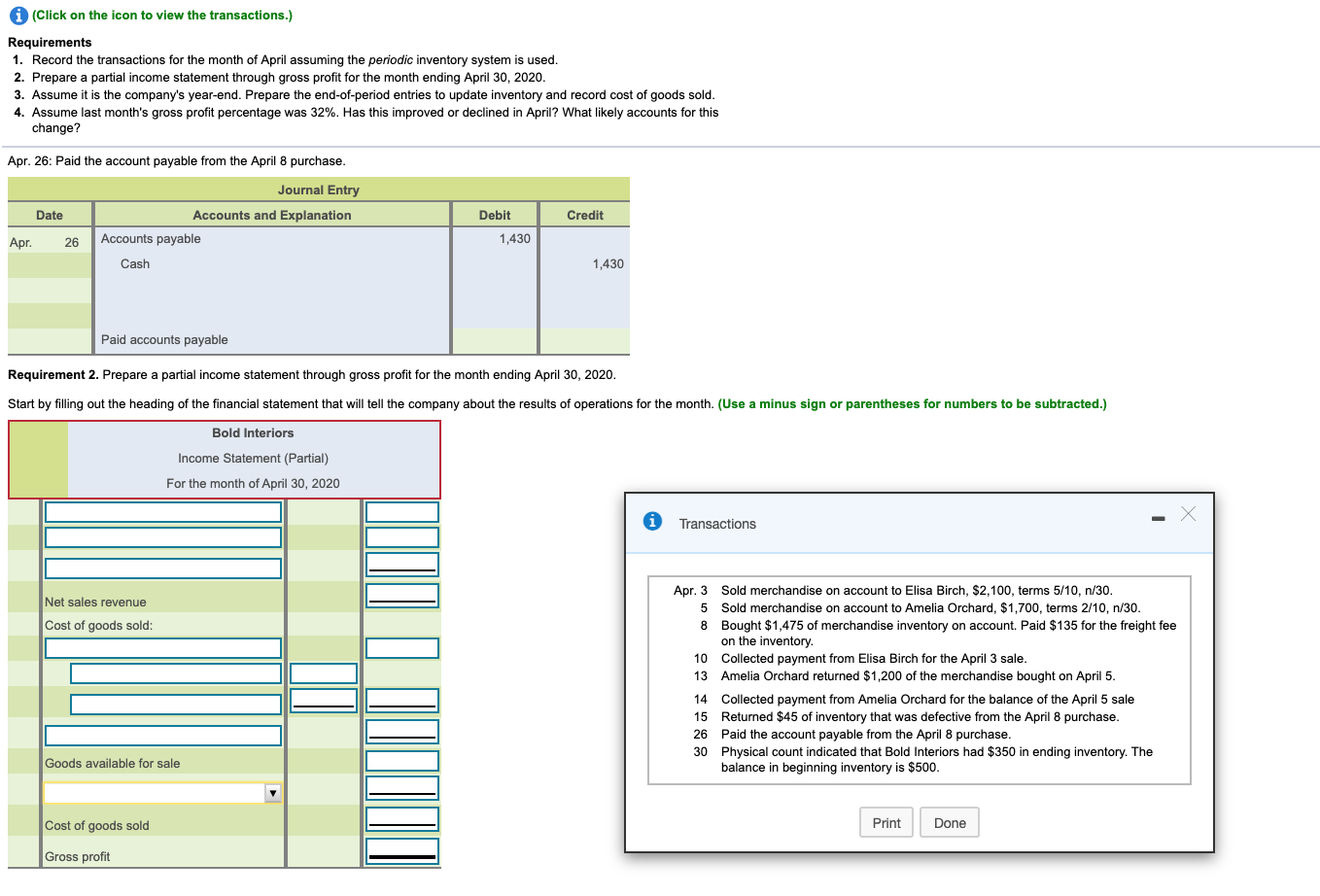 Solved Requirement 2. Prepare a partial income statement | Chegg.com