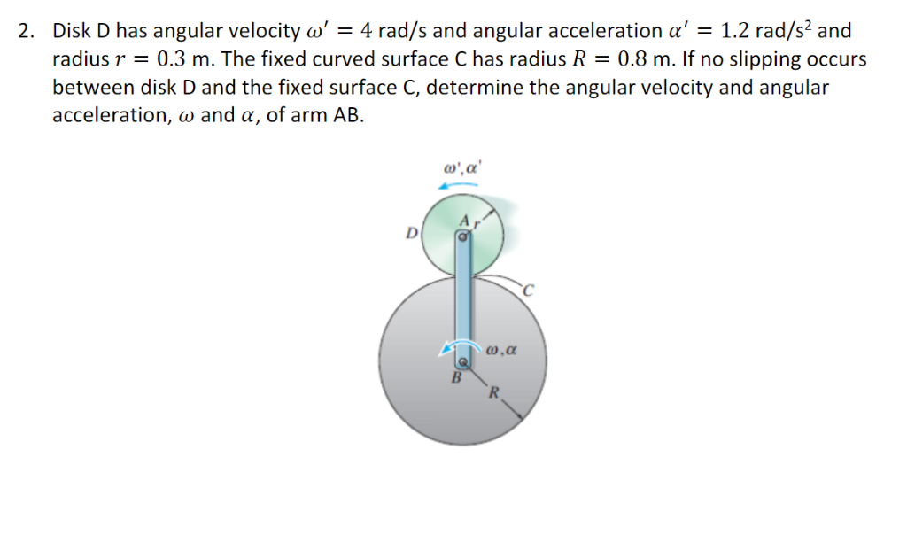 Solved Disk D has angular velocity ay-4 rad/s and angular | Chegg.com