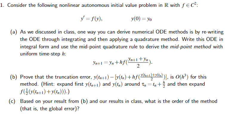 Consider the following nonlinear autonomous initial | Chegg.com