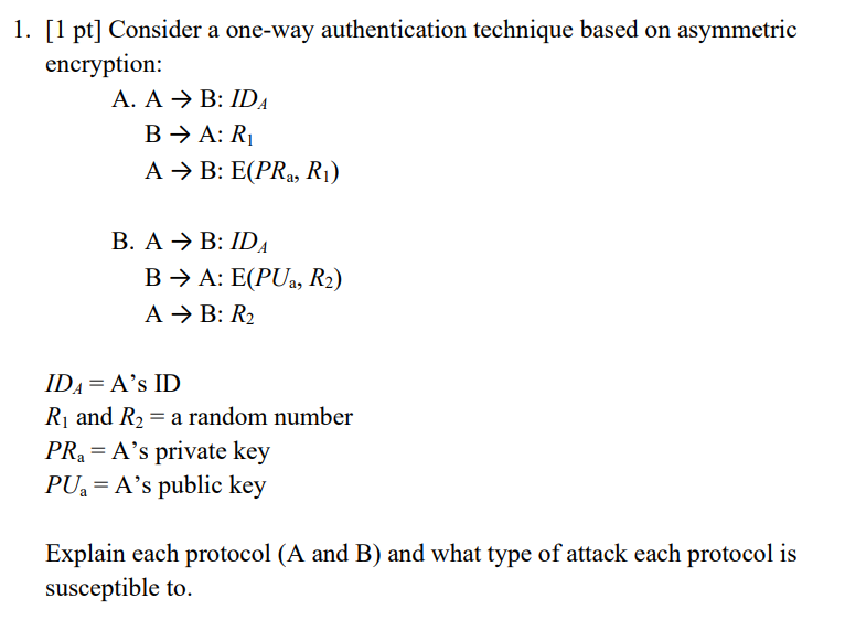 Solved Consider a one-way authentication technique based on | Chegg.com