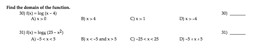 Solved Find the domain of the function. 30) f(x) = log (x - | Chegg.com