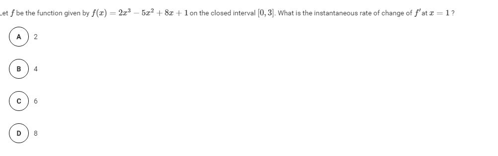 Solved et f be the function given by f(x) = 2x3 - 5x2 + 8x + | Chegg.com