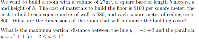 Solved We want to build a room with a volume of 27m', a | Chegg.com