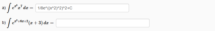 Solved ∫ex8x7dx=∫ex2+6x+2(x+3)dx= | Chegg.com