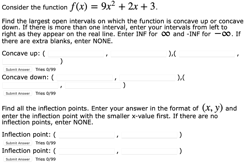 Solved Consider the function f(x)=9x2+2x+3 Find the largest | Chegg.com