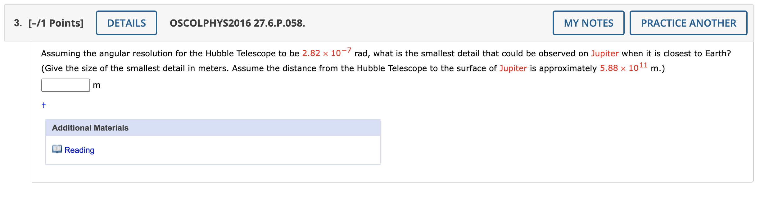 Solved [-/1 Points] OSCOLPHYS2016 27.6.P.058. Assuming the | Chegg.com