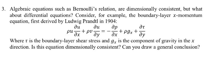 Solved Algebraic equations such as Bernoulli's relation, are | Chegg.com