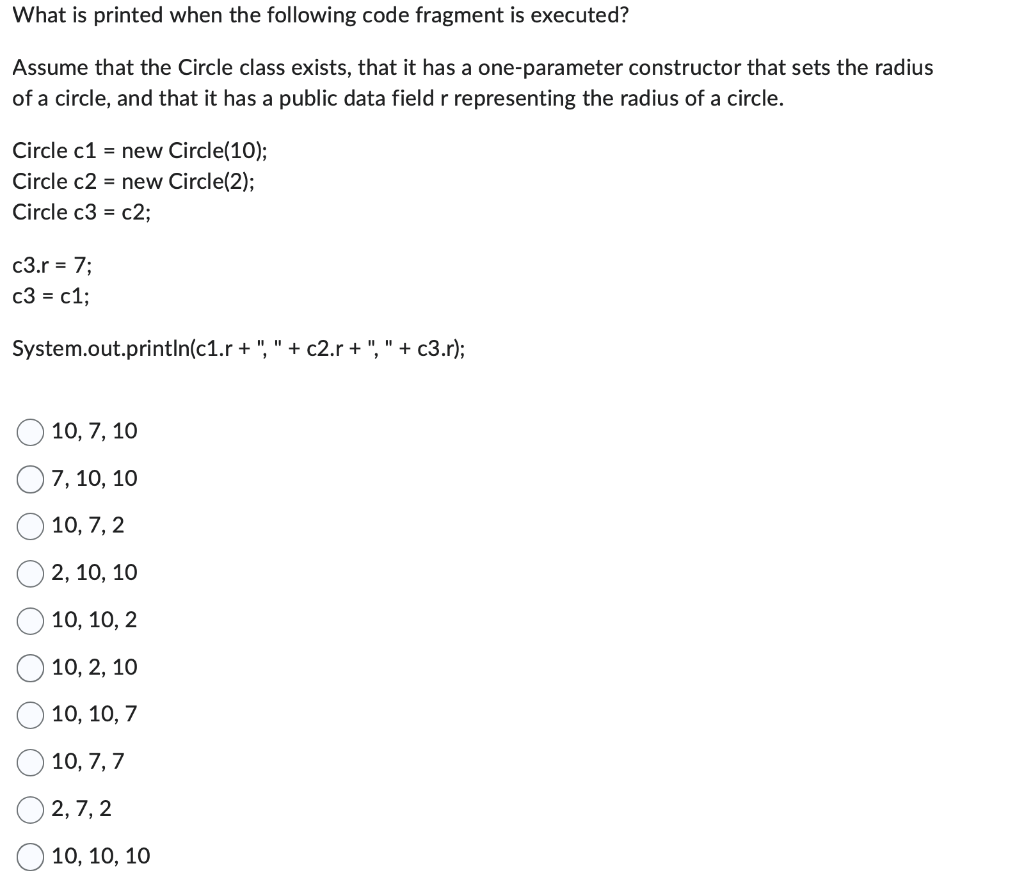 Solved What is printed when the following code fragment is | Chegg.com