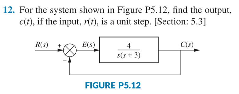 Solved 12. For the system shown in Figure P5.12, find the | Chegg.com