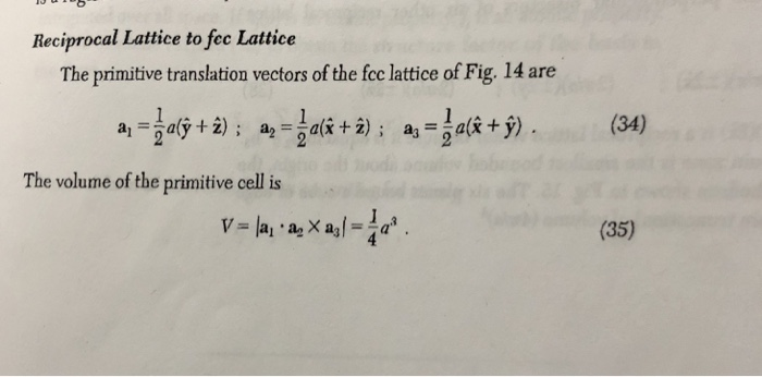 Solved 05 Reciprocal Lattice to fec Lattice The primitive | Chegg.com