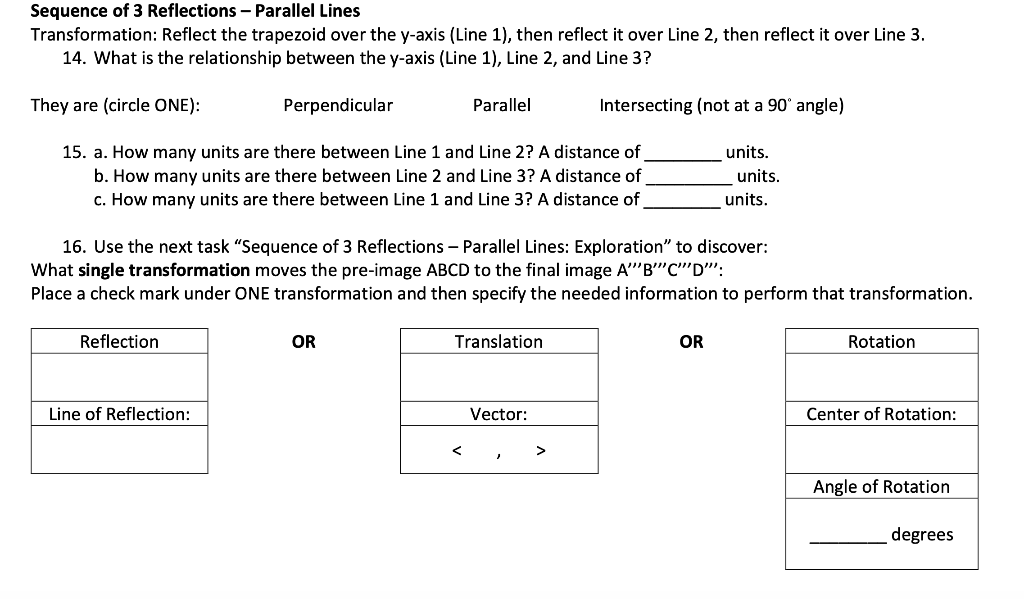 Solved Sequence of 3 Reflections - Parallel Lines | Chegg.com