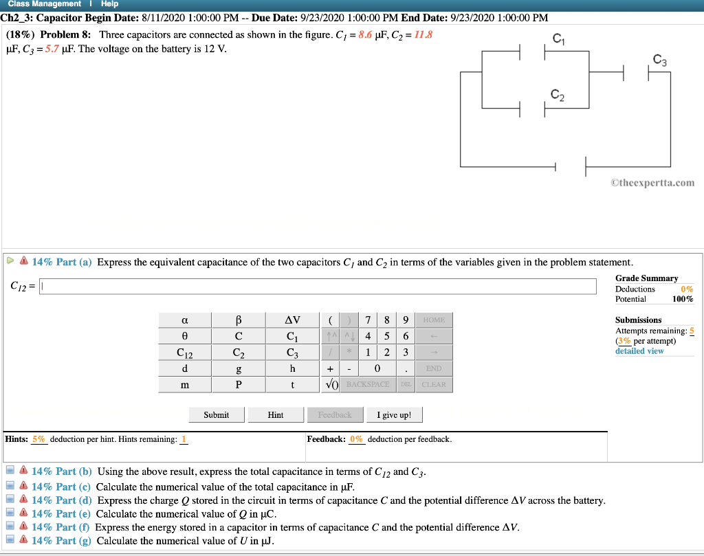 Solved Class Management | Help Ch2_3: Capacitor Begin Date: | Chegg.com