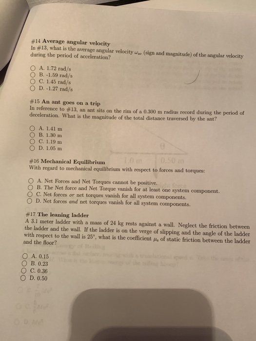 #14 Average angular velocity in #13, what is the | Chegg.com