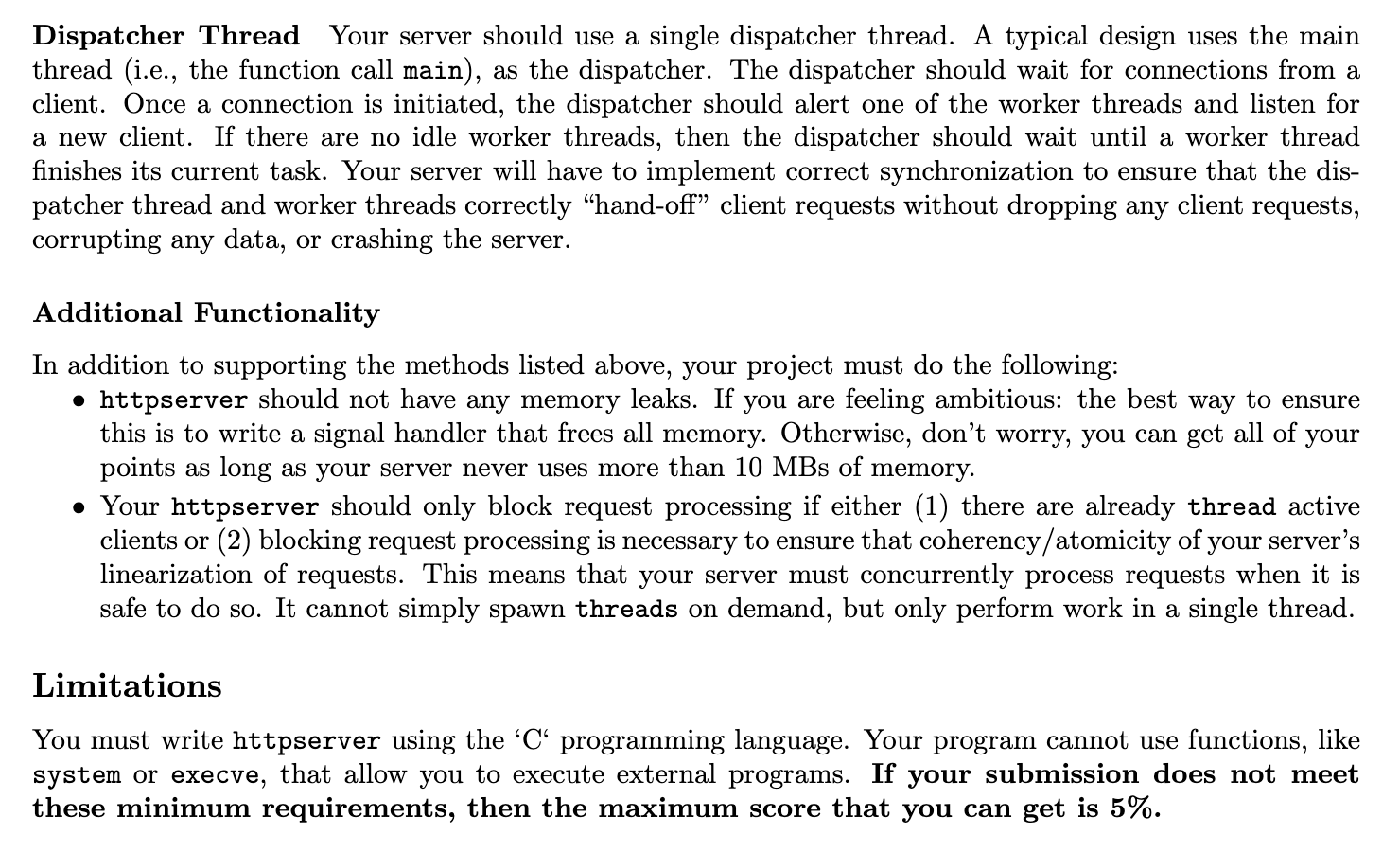 Solved Functionality Your new httpserver should take two | Chegg.com