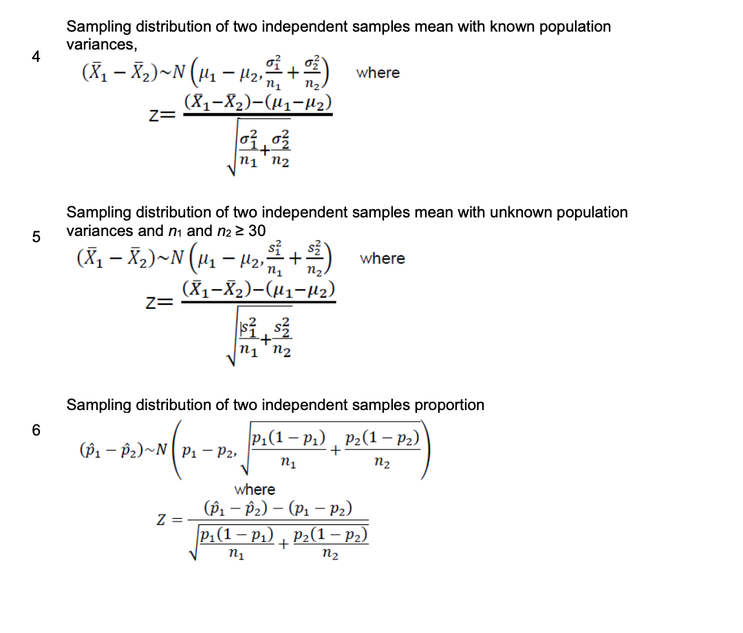 Sampling distribution of two independent samples mean | Chegg.com